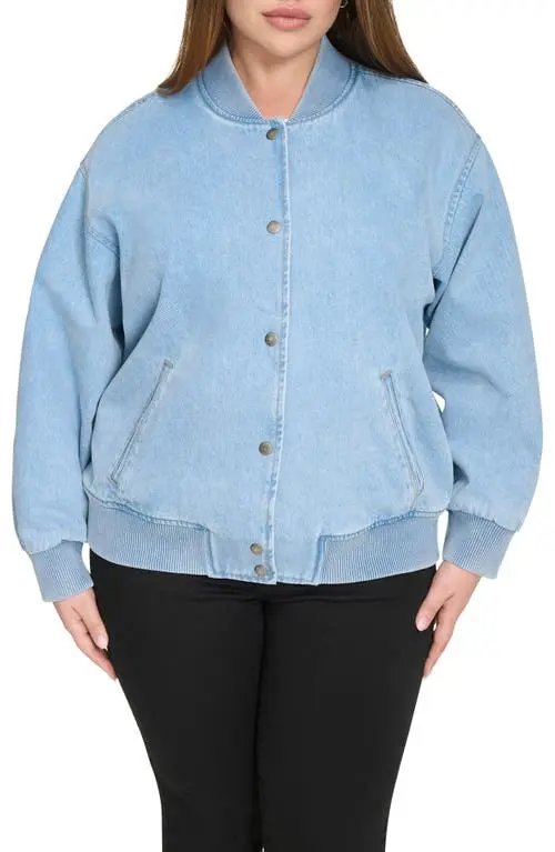 LEVI'S Crop Varsity Denim Bomber Jacket