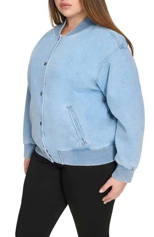 LEVI'S Crop Varsity Denim Bomber Jacket