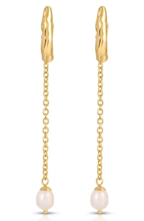 Ettika Linear Luxe Cultured Pearl Front/back Earrings - Gold
