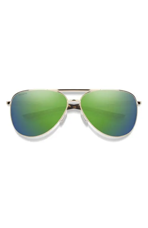 SMITH Serpico 2 65mm Oversize Chromapop™ Polarized Aviator Sunglasses - Gold / Green Mirror