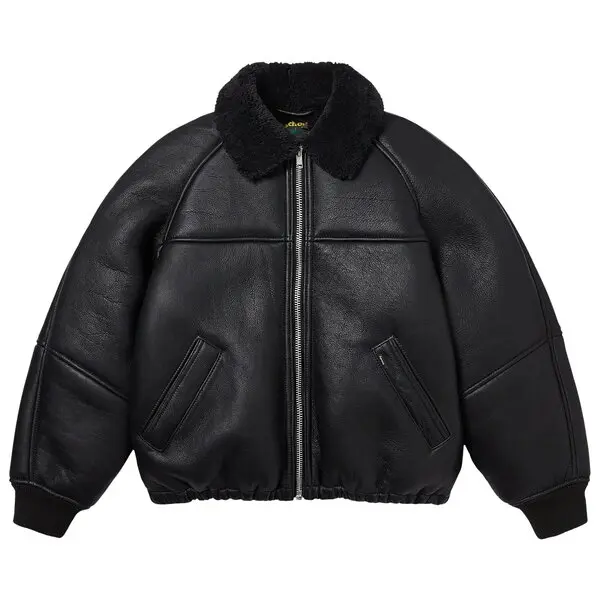 Supreme X Schott Shearling Bomber Jacket - Black