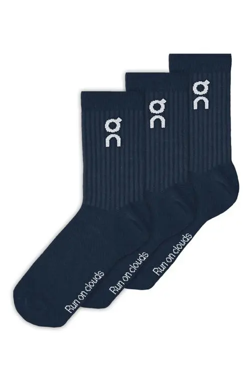 On Logo Organic Cotton Crew Socks - Navy
