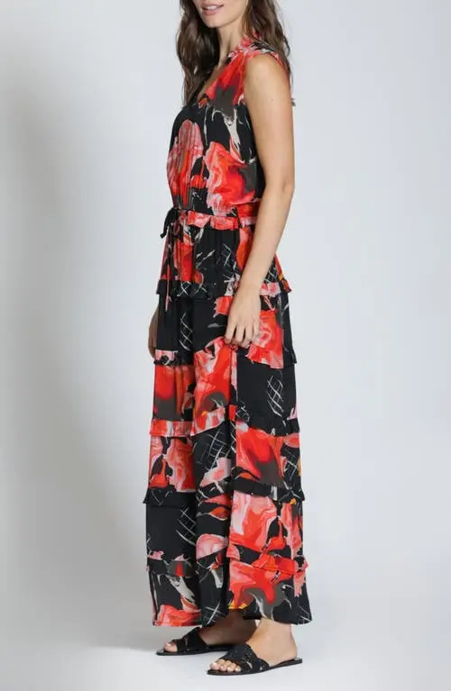 APNY Batik Print Sleeveless Maxi Dress - Red Multi