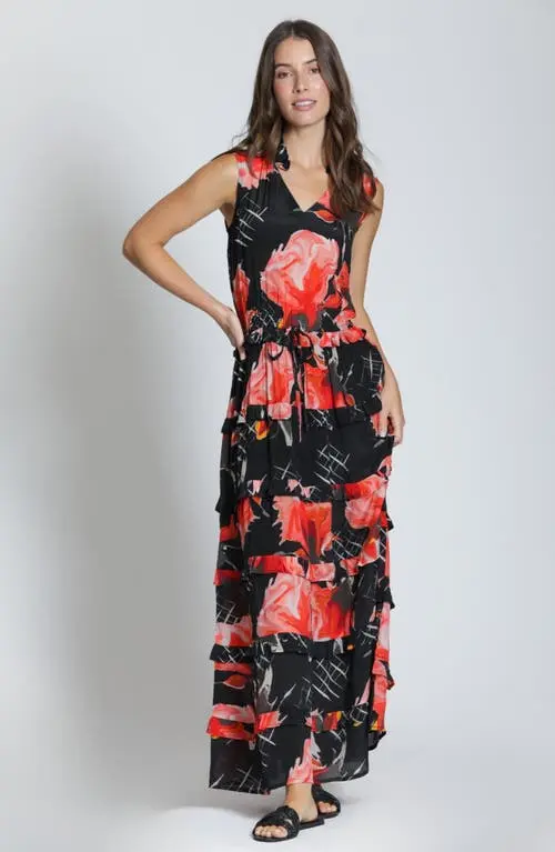 APNY Batik Print Sleeveless Maxi Dress - Red Multi