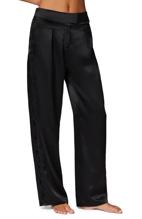 Simone Perele Love Me Lace Trim Silk Blend Pants - Black