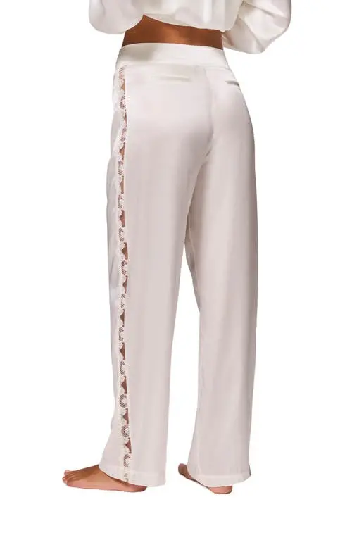 Simone Perele Love Me Lace Trim Silk Blend Pants - Ivory