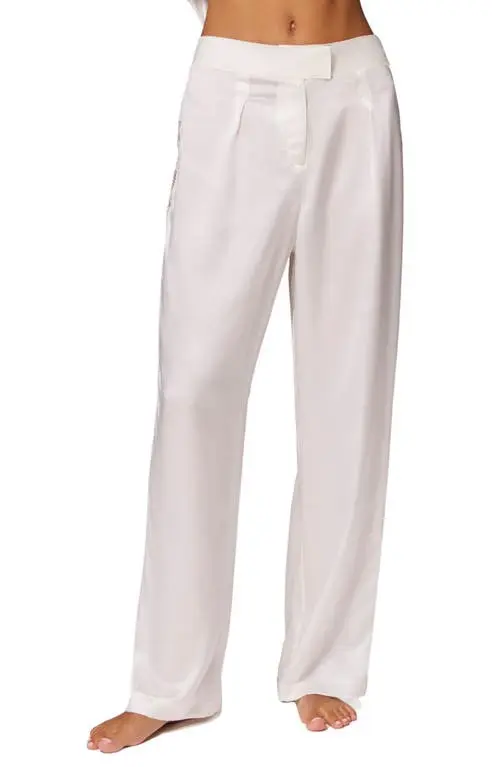 Simone Perele Love Me Lace Trim Silk Blend Pants - Ivory