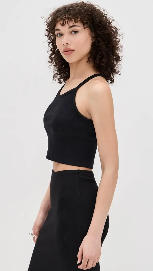 Eterne Cropped Rib Tank - Black