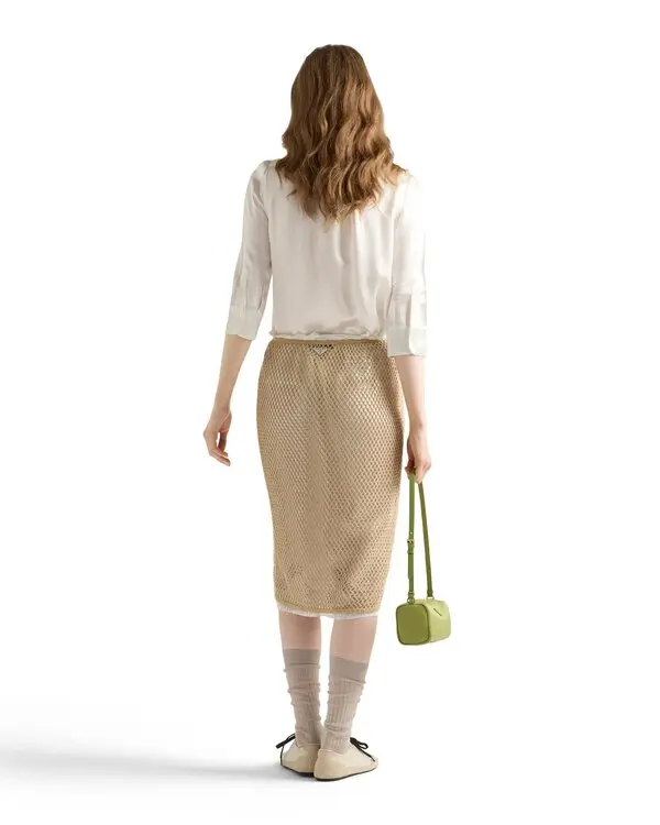 Prada Cotton Mesh Pencil Skirt - Neutral