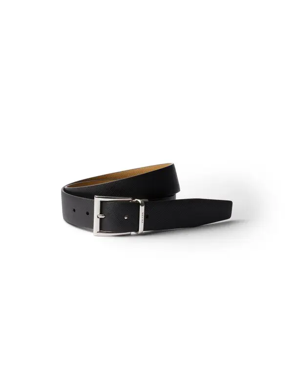Prada Saffiano Leather Reversible Belt - Black