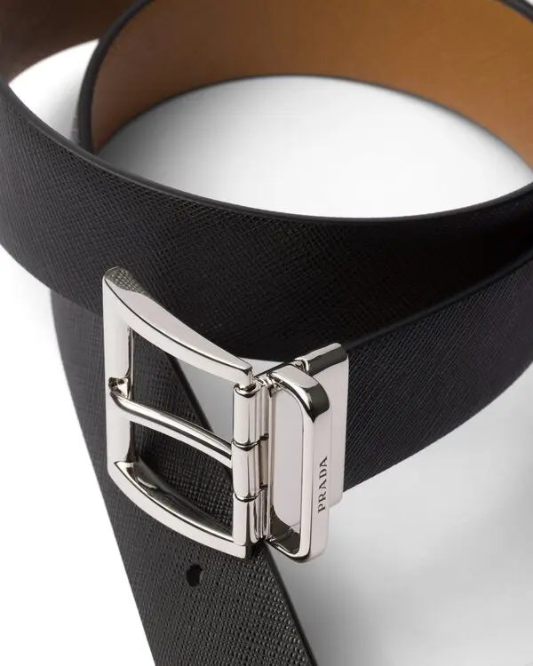 Prada Saffiano Leather Reversible Belt - Black