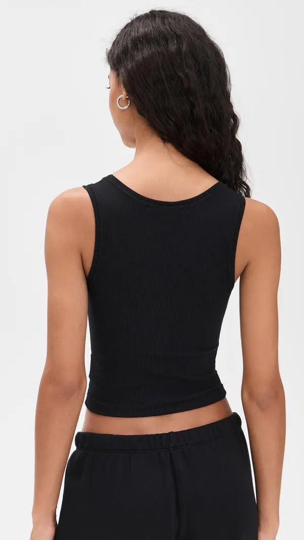 Eterne Square Neck Ribbed Tank - Black