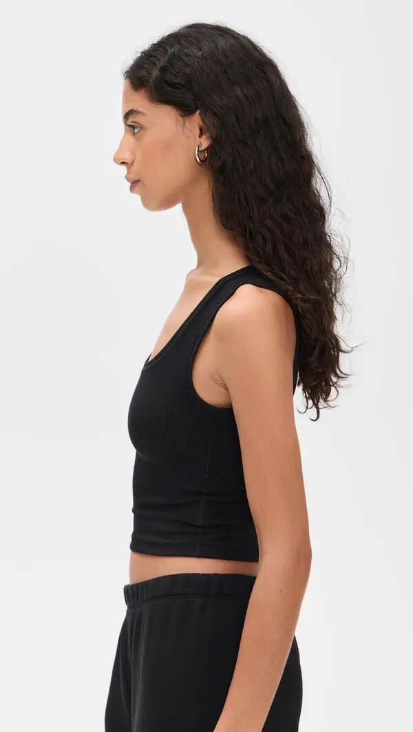 Eterne Square Neck Ribbed Tank - Black