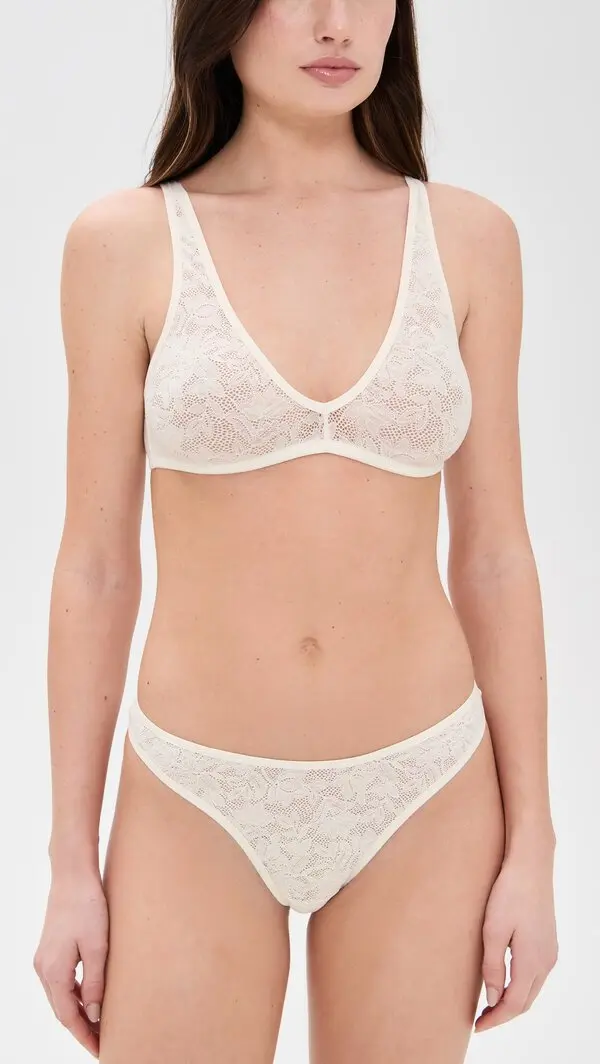 Eberjey Soft Stretch Lace Plunge Bralette - Ivory