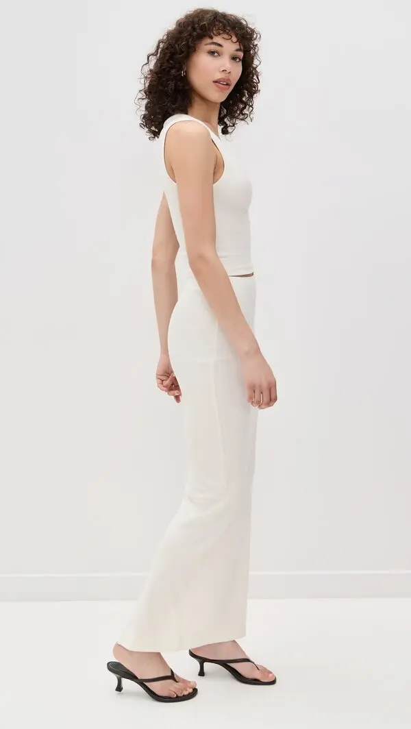 Eterne Square Neck Ribbed Tank - Cream