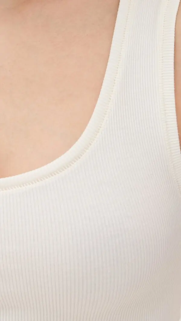 Eterne Square Neck Ribbed Tank - Cream