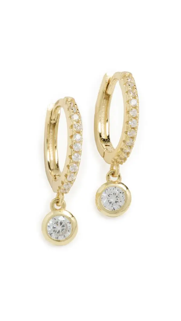 Shashi Bezel Pave Huggie Earrings