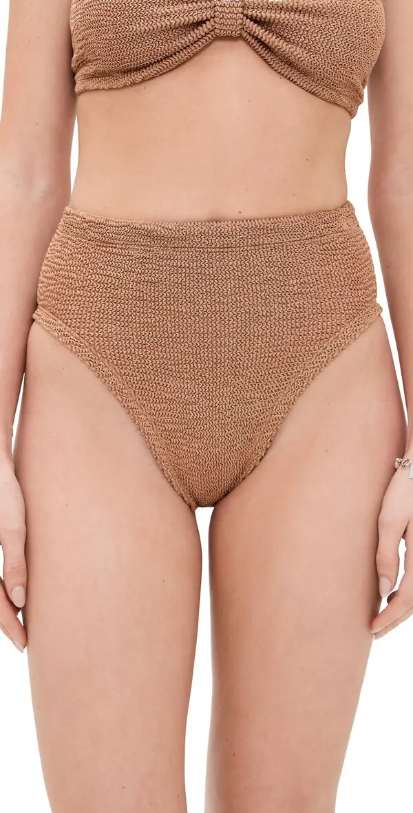 Hunza G High-waisted Bikini Bottom - Metallic Cocoa