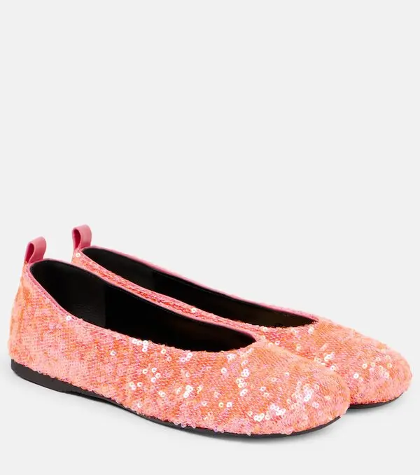 JW Anderson Sequined Ballet Flats - Pink
