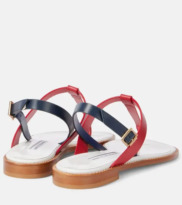 Manolo Blahnik Hata Leather Thong Sandals