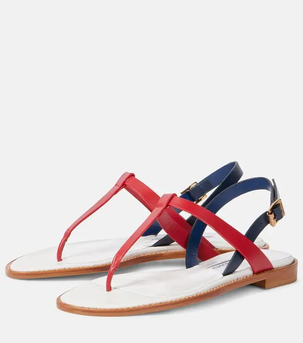 Manolo Blahnik Hata Leather Thong Sandals