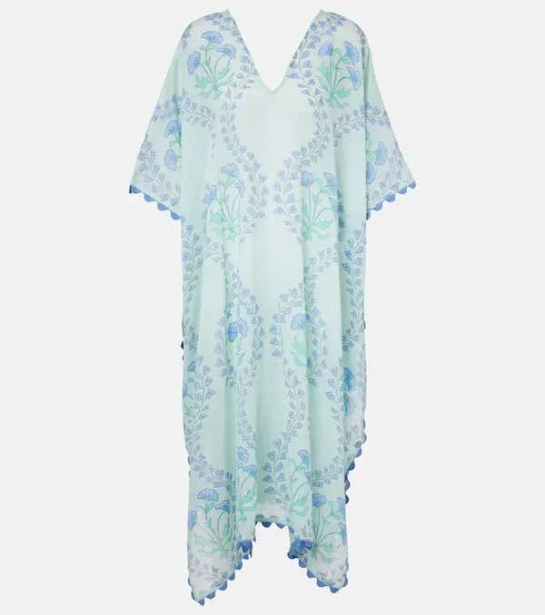 JULIET DUNN Printed Cotton Beach Cover-up - Blue