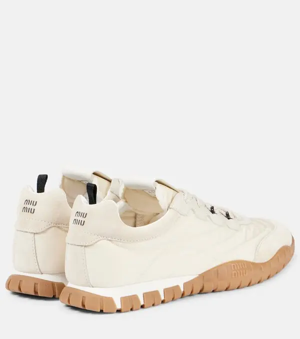 Miu Miu Tyre Suede-trimmed Sneakers - White