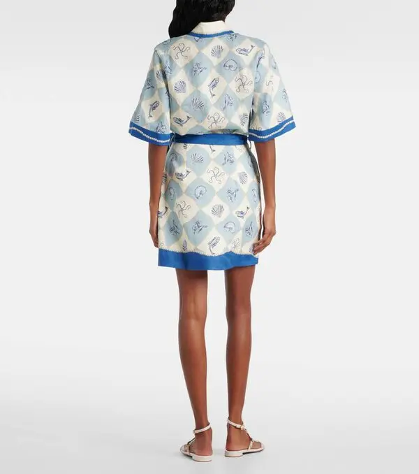 ALEMAIS Printed Linen Shirt Dress