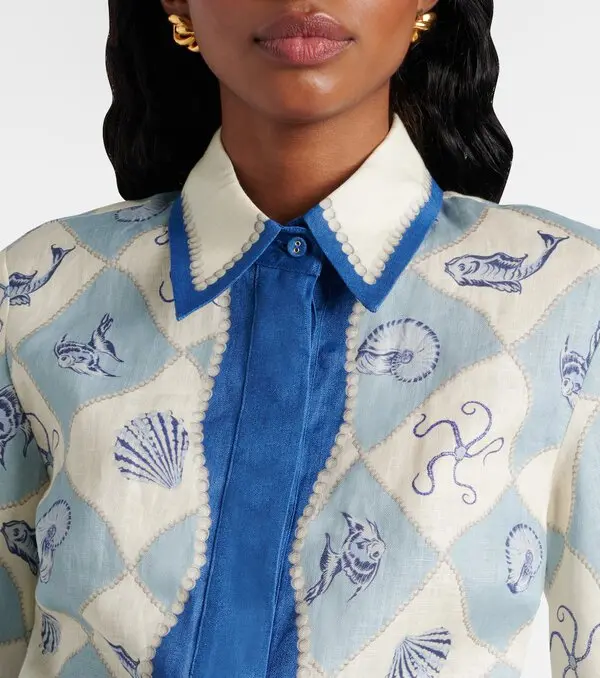 ALEMAIS Printed Linen Shirt Dress