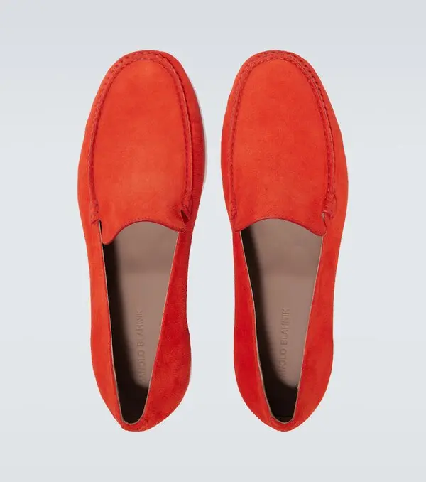 Manolo Blahnik Monaco Suede Loafers - Red
