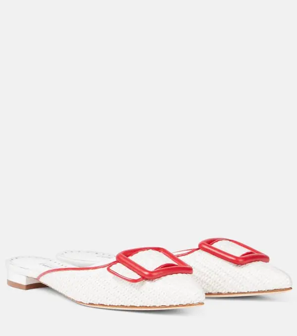 Manolo Blahnik Maysale Raffia Mules