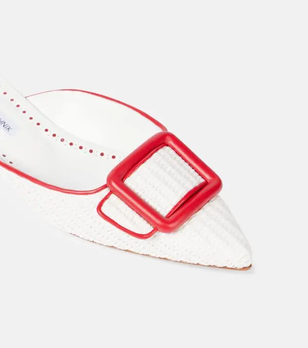 Manolo Blahnik Maysale Raffia Mules