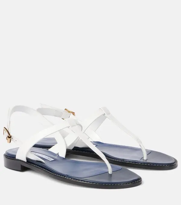 Manolo Blahnik Hata Leather Thong Sandals