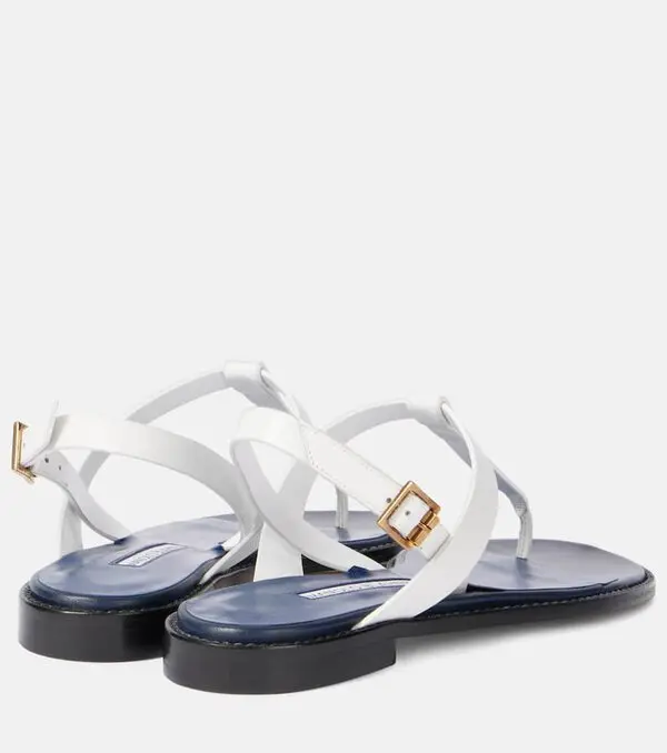 Manolo Blahnik Hata Leather Thong Sandals