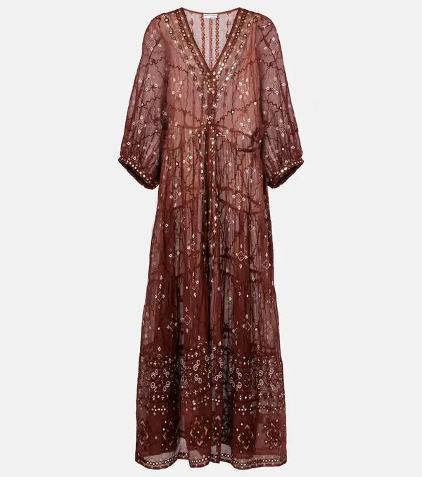 JULIET DUNN Printed Cotton Maxi Dress - Brown