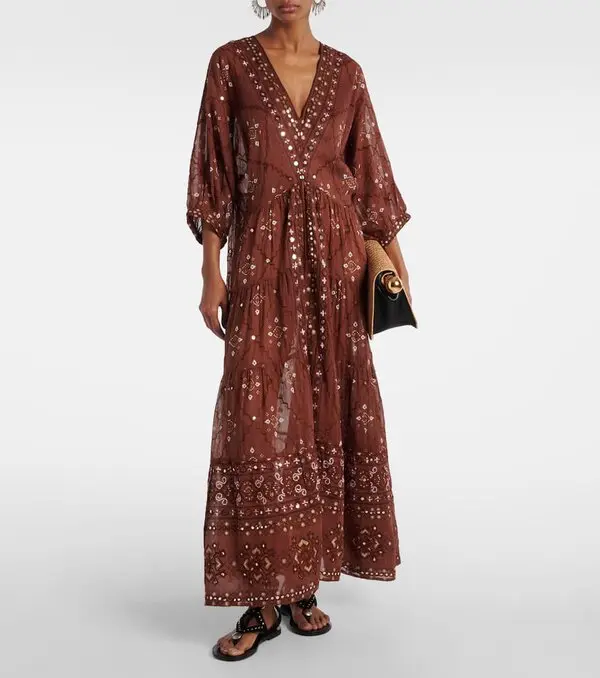 JULIET DUNN Printed Cotton Maxi Dress