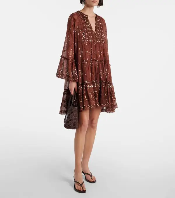 JULIET DUNN Sequined Cotton Minidress