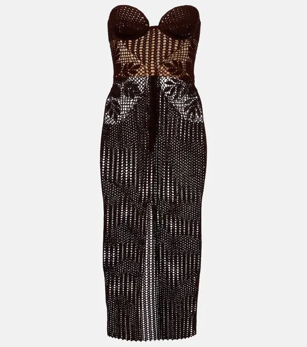 Magda Butrym Crochet Bustier Dress - Brown