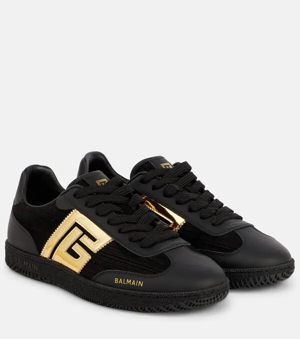 Balmain Pb Suede And Faux Leather Sneakers - Black