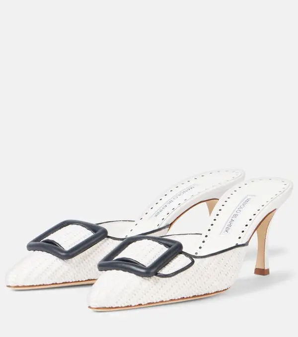 Manolo Blahnik Maysale 70 Raffia Mules