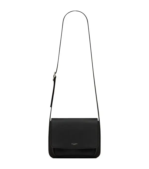 Saint Laurent Small Leather Logo Messenger Bag - Black