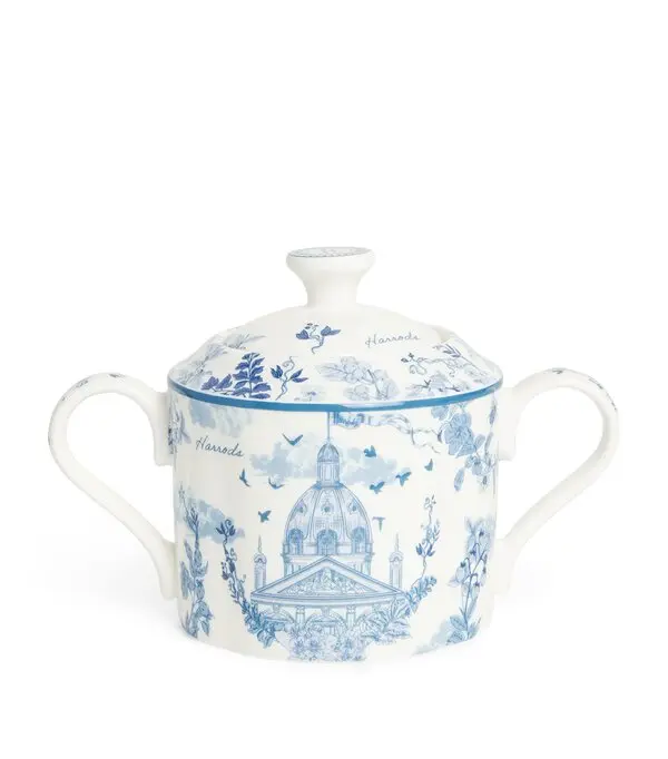 Harrods Bone China Sugar Bowl - Blue