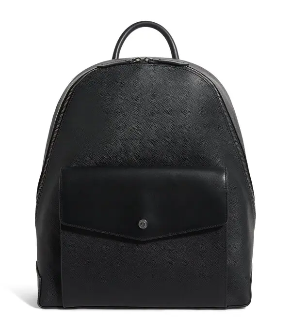 Harrods Saffiano Leather Backpack - Black