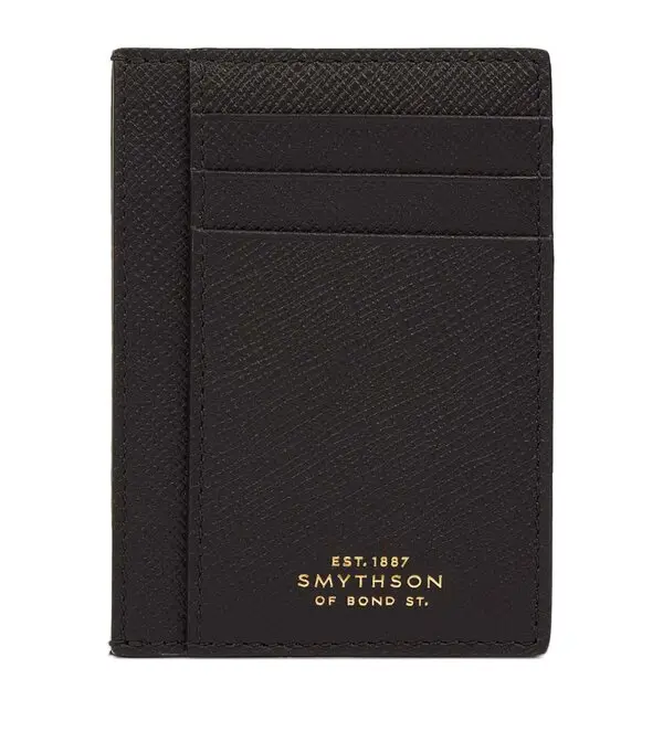 Smythson Panama Leather Compact Card Holder - Black