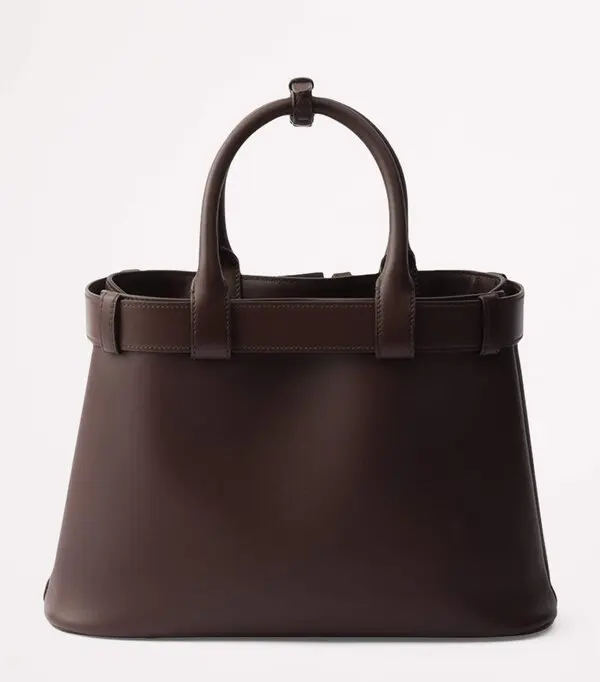 Prada Small Leather Buckle Tote Bag - Brown