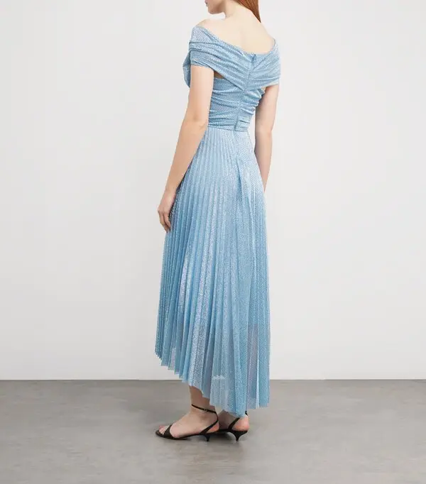 Talbot Runhof Sequined Off-the-shoulder Midi Dress