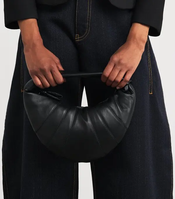 LEMAIRE Mini Fortune Croissant Lambskin Shoulder Bag - Black