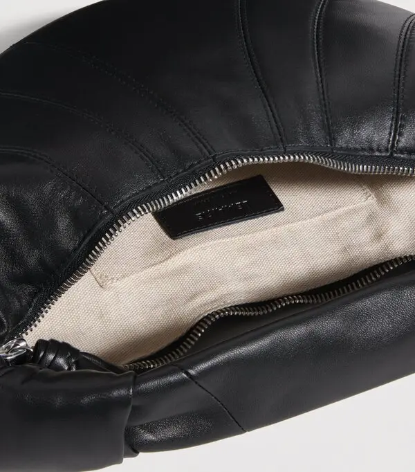 LEMAIRE Mini Fortune Croissant Lambskin Shoulder Bag - Black