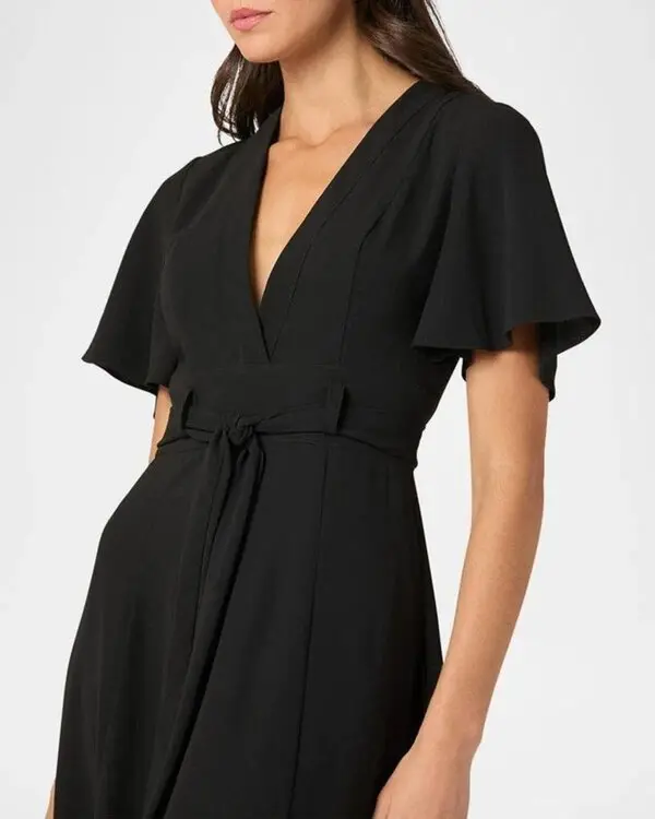Shoshanna Molly Belted Flutter-sleeve Midi Dress