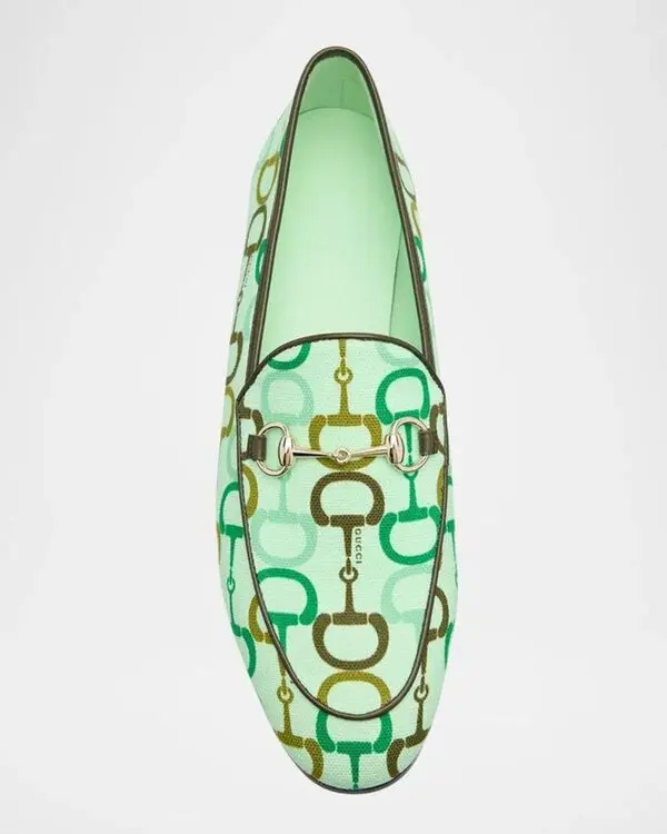 Gucci Jordaan Printed Horsebit Loafers - Light Green